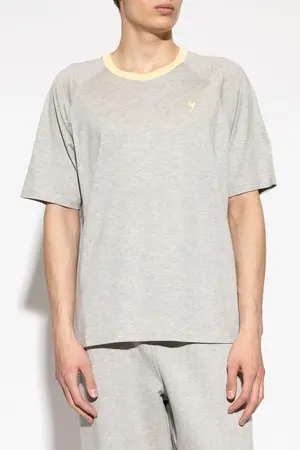 AMI Paris Embroidered Logo T-shirt - Grey