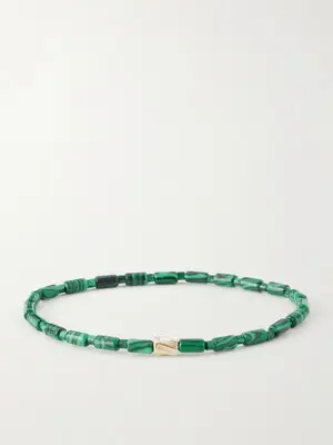 Luis Morais 14-karat Gold & Agate Beaded Bracelet - Green