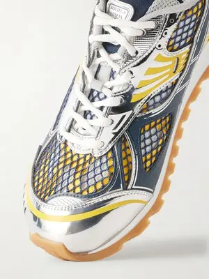 Bottega Veneta Orbit Metallic Rubber And Mesh Sneakers