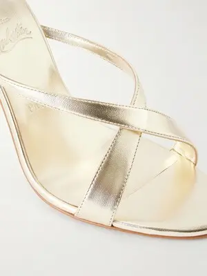 CHRISTIAN LOUBOUTIN Mulazee Cross 100 Metallic Leather Mules - Gold
