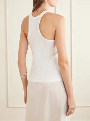 Another Tomorrow Racerback Tank In Lyocell And Cotton-blend