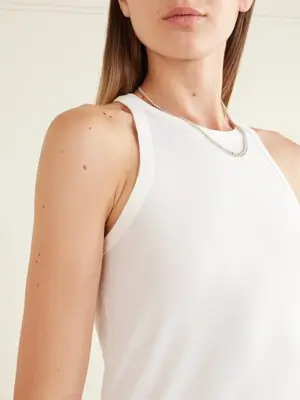 Another Tomorrow Racerback Tank In Lyocell And Cotton-blend