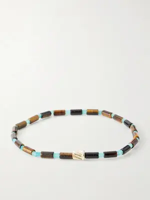 Luis Morais 14-karat Gold Charm Beaded Bracelet - Blue