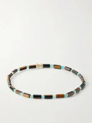 Luis Morais 14-karat Gold Charm Beaded Bracelet