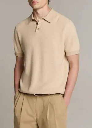 Vince Colorblock Feed-stripe Cotton-cashmere Polo Sweater - Light Heather Pecan/smock White