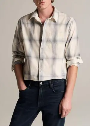 Vince Townes Plaid Cotton Button-front Shirt - Blanco/hawk Blue