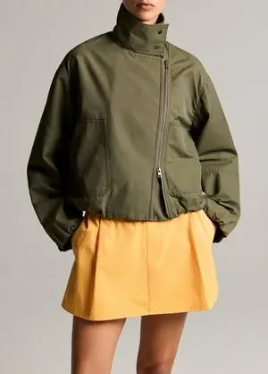 Vince Sculpted Cotton-blend Parachute Jacket With Funnel Neck - Pine Grove