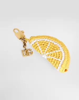 Dolce & Gabbana Raffia Charm Key Ring - Yellow