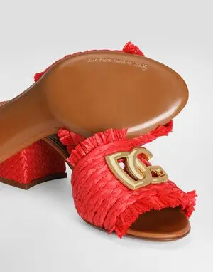 Dolce & Gabbana Raffia Mules With Dg Logo