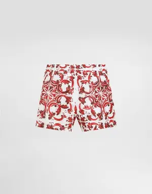 Dolce & Gabbana Majolica Print Swim Boxer Shorts With Logo Drawstring - Multicolor