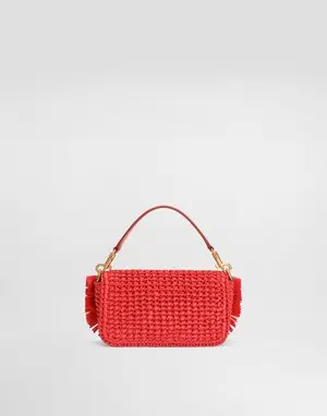 Dolce & Gabbana Raffia Shoulder Bag With Fringe And Dg Logo - Red
