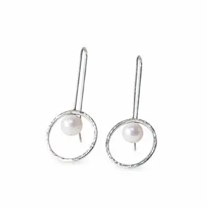 SILVER MOON Sterling Silver Pearl Drop Earrings - Silver/white