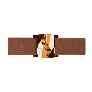 BELTBE Elastic Belt With Acrylic Buckle - Brown