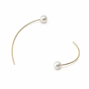 SILVER MOON Gold-plated Sterling Silver Pearl Bar Earrings - Gold/white