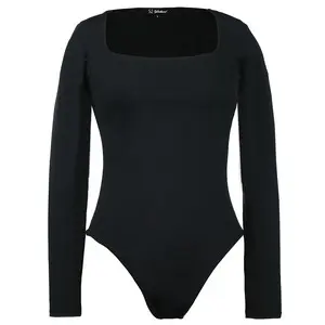 SMART AND JOY Square Neckline Long Sleeve Bodysuit