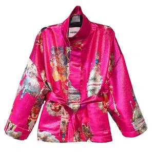 MAXJENNY Printed Metallic Jacquard Boxy Jacket