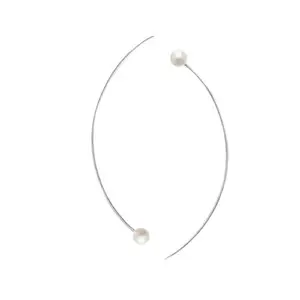 SILVER MOON Sterling Silver And Pearl Line Earrings - Silver/white