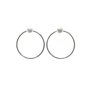SILVER MOON Orbit Sterling Silver Pearl Earrings - Silver/white