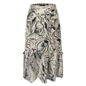 SMART AND JOY Flared Midi Skirt With Graphic Print