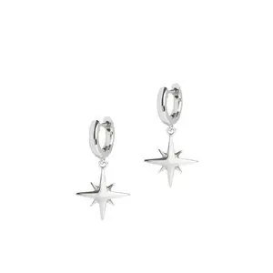 MURU Star Huggie Hoop Earrings - Silver