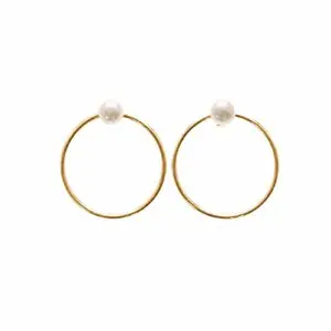 SILVER MOON Gold-plated Sterling Silver Pearl Orbit Earrings - Gold/white