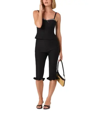 Astr The Label Amalie Slim Capri Pants With Ruffle Hem
