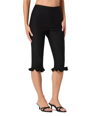 Astr The Label Amalie Slim Capri Pants With Ruffle Hem