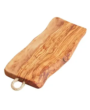 VERVE CULTURE Olivewood Charcuterie Board With Rope Handle - Brown