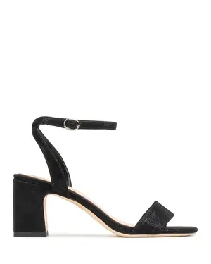 DONALD PLINER Leather Ankle Strap Block Heel Sandals