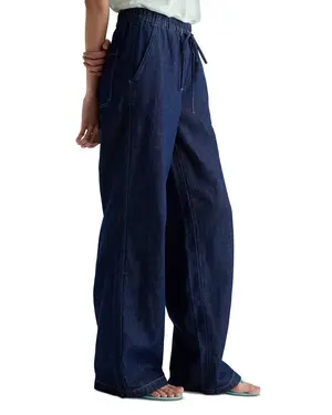 Ag Adria Cinched Low Rise Wide Leg Jeans - Napa