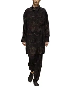 Emporio Armani Cupro Printed Twill Motif Trousers