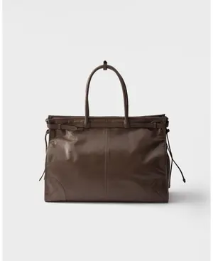 Prada Bonnie Leather Tote Bag - Grey