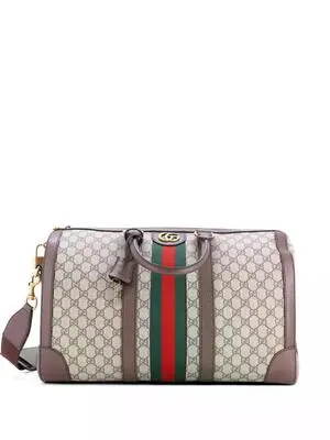 Gucci Savoy Web Convertible Duffle Bag In Gg Coated Canvas