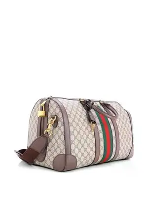 Gucci Savoy Web Convertible Duffle Bag In Gg Coated Canvas