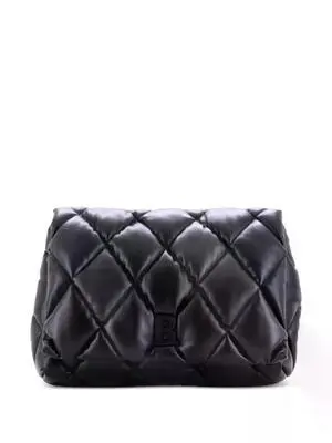 Balenciaga Quilted Leather Large Clutch Bag - Black
