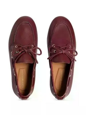 Tommy Hilfiger Burgundy Leather Lace-up Loafers
