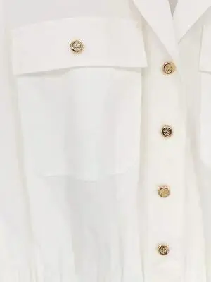 Tory Burch Logo Button Flap Pocket Midi Dress