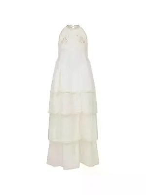 Lug Von Siga Tiered Lace-trim Halterneck Dress