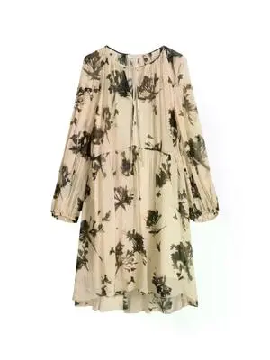 Marc O'polo Beige Floral Print Tiered Dress