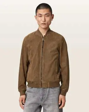ALLSAINTS Morten Relaxed Fit Suede Bomber Jacket - Brown