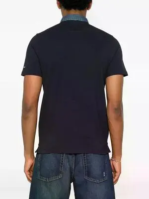 JOHNNY LAMBS Avvocato Denim-collar Crest-patch Polo Shirt
