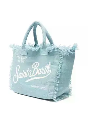 MC2 SAINT BARTH Vanity Linen Fringed Tote Bag