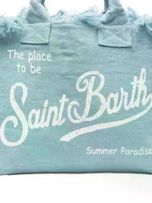 MC2 SAINT BARTH Vanity Linen Fringed Tote Bag