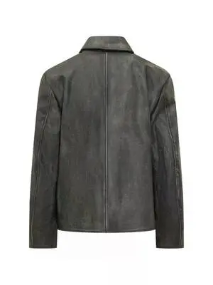 DIESEL® Leather Stripe Zip Jacket - Black