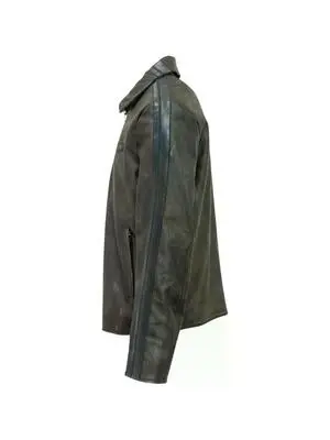DIESEL® Leather Stripe Zip Jacket