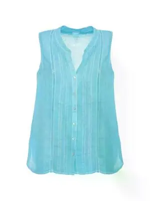 120% Lino Sleeveless Pintuck Shirt