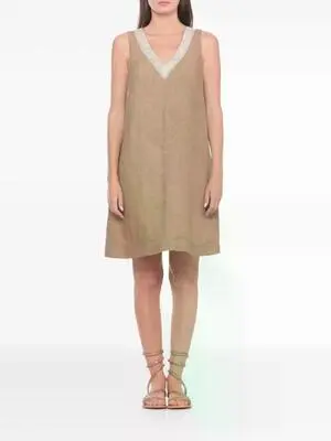120% Lino Sequin-embellished V-neck Mini Dress