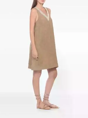 120% Lino Sequin-embellished V-neck Mini Dress