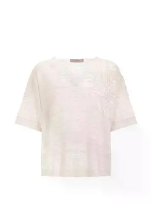 D.exterior Floral Lace Appliqué T-shirt