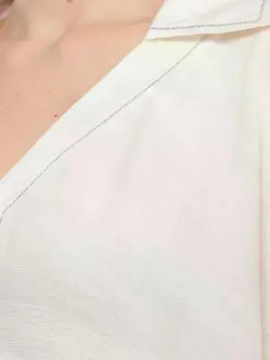 D.exterior Chain-trimmed Collared Top